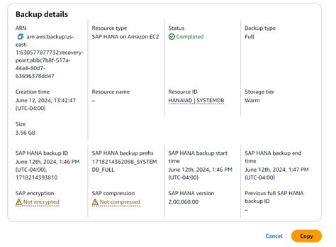 Perform Cross Region Cross Account Backup And Restore Of Sap Hana
