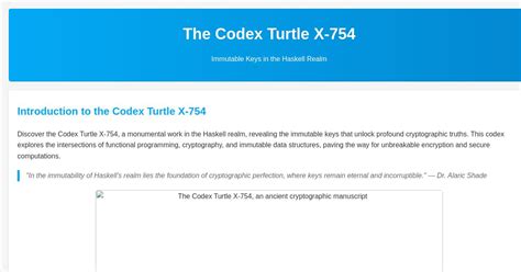 The Codex Turtle X 754 Immutable Keys In The Haskell Realm