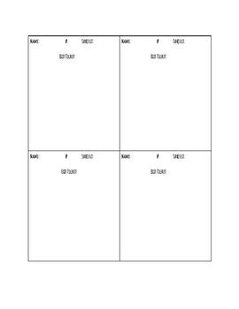 Exit Ticket Template By FourthizFantastic TPT
