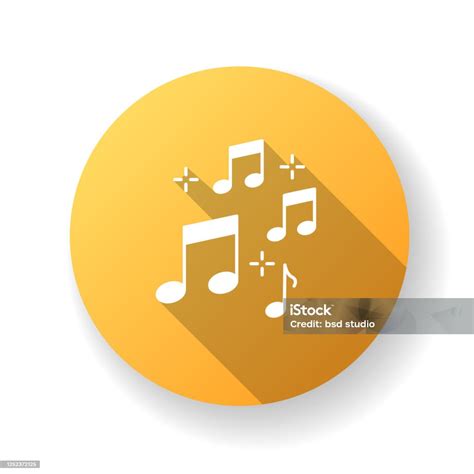 음악 분기 노트 노란색 평면 디자인 긴 그림자 글리프 아이콘 멜로디를 재생합니다 조화로운 소리 음악 서명 어쿠스틱 튜닝 교향곡 기호 팝 밴드 리듬 실루엣 Rgb 컬러