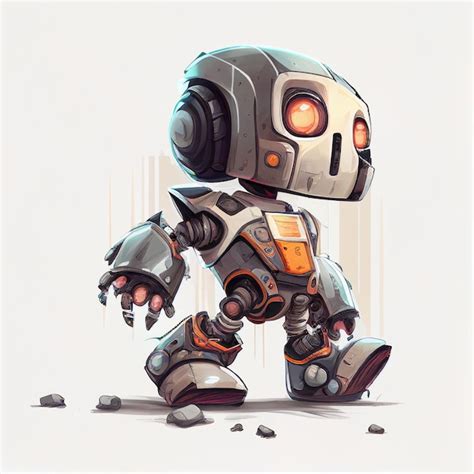 제너레이티브 Ai 기술로 생성된 고립된 배경의 작고 귀여운 로봇의 캐릭터 디자인 프리미엄 사진