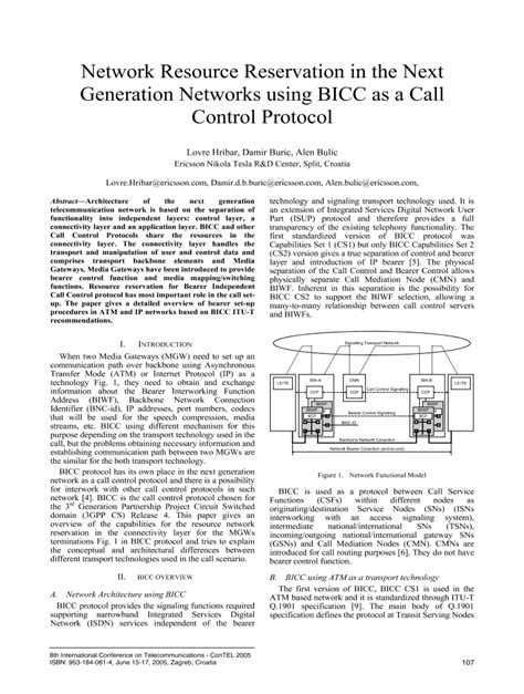 Network Resource Reservation In The Next Generation Networks Using Bicc As A Call Control
