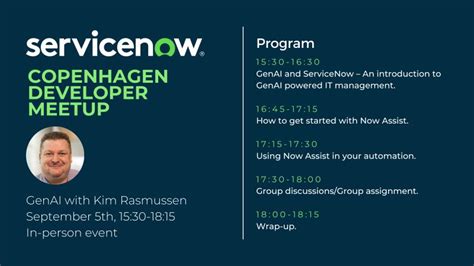 The Program For The Servicenow Developer Meetup On The 5th Of September