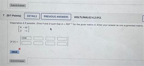 Solved Diagonalize A If Possible Find P And D Such That