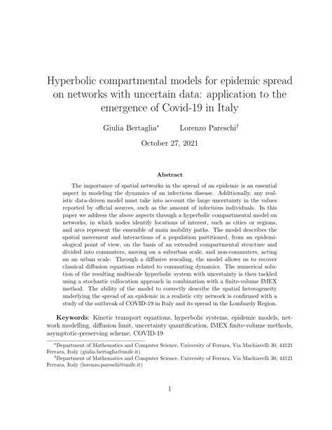 Pdf Hyperbolic Compartmental Models For Epidemic Spread On Networks