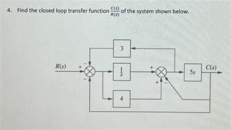 solved 4 find the closed loop transfer function r s c s of