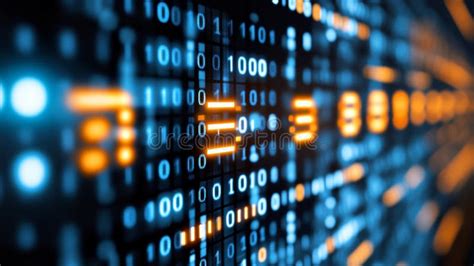 Flowing Stream Of Blue And Orange Binary Code Data On A Black Background Digital Technology