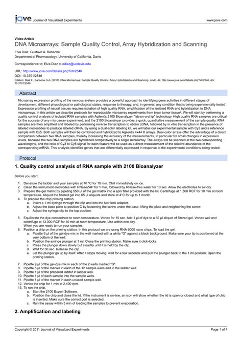 Pdf Dna Microarrays Sample Quality Control Array Hybridization And