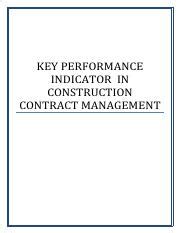 Understanding The Impact Of KPI In Construction Contract Course Hero