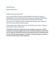 Speech Reflection Pdf Jayda Fonseca Speech Reflection What Do You Feel Went Well I