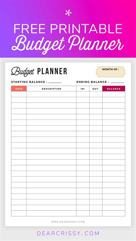 Printable Budget Planner Template