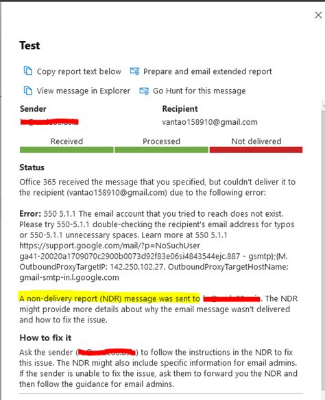 Office 365 Did Not Generate A Non Delivery Report Ndr When I Sent A Microsoft Community