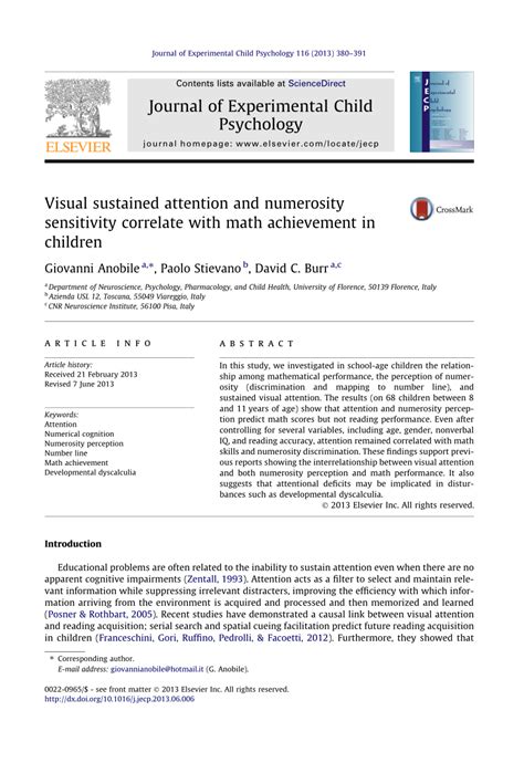 Pdf Visual Sustained Attention And Numerosity Sensitivity Correlate