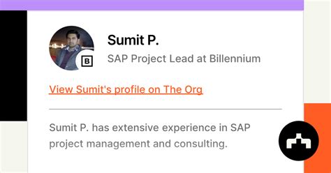 sumit p sap project lead at billennium the org