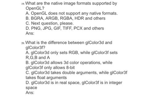 Solved What Are The Native Image Formats Supported By Opengl A
