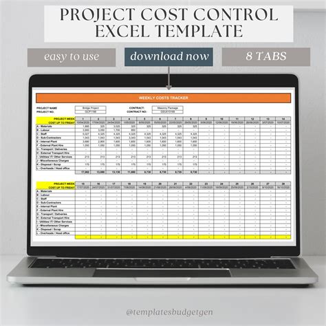 Project Cost Control Template Construction Budget Excel Template Etsy