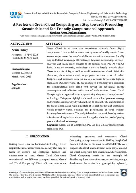 Pdf A Review On Green Cloud Computing As A Step Towards Promoting