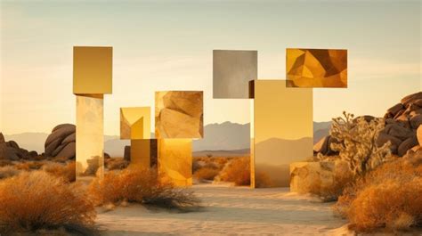 Premium Ai Image A Photo Of A Geometric Art Installation With Intersecting Shapes Desert