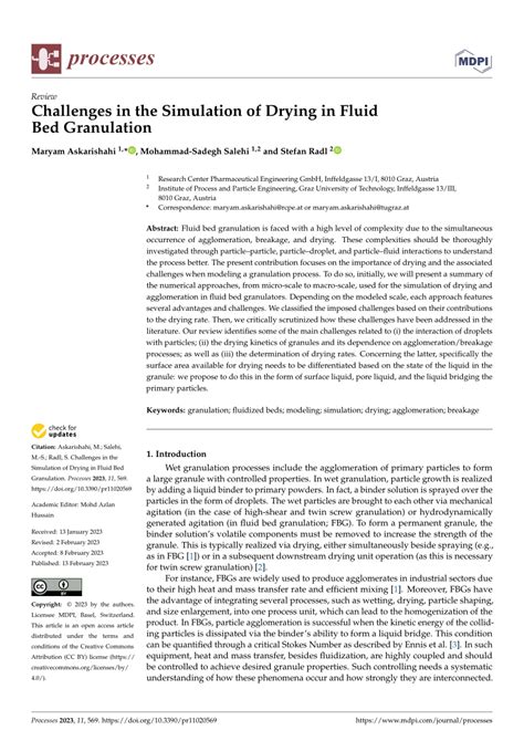 pdf challenges in the simulation of drying in fluid bed granulation