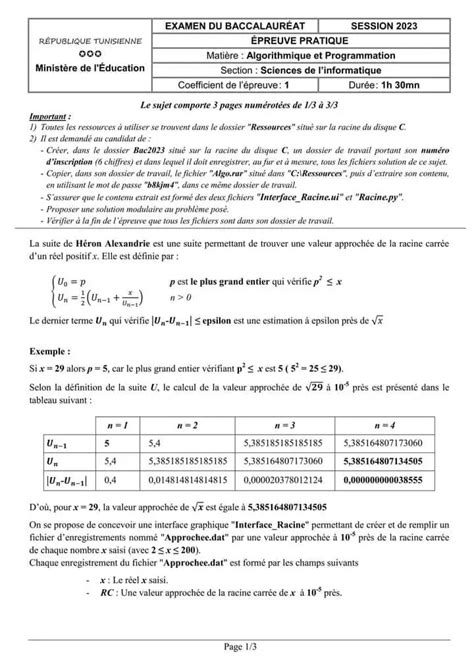 bac sc de l informatique algorithme et programmation bac sciences de l informatique bac tp