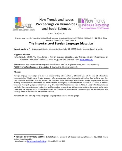 pdf the importance of foreign language education