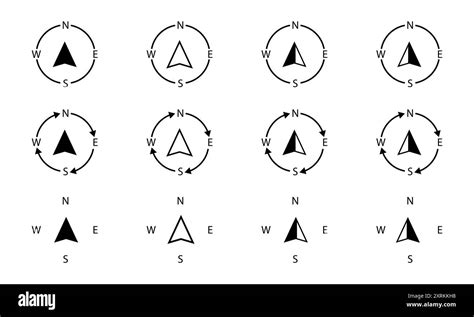 Compass Icon Symbol Set Vector Illustration Compass Sticker Icons