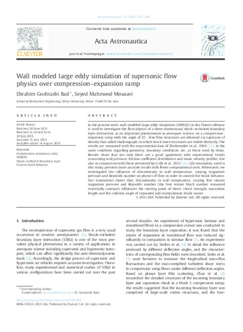 Pdf Wall Modeled Large Eddy Simulation Of Supersonic Flow Physics