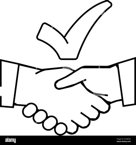 Handshake Check Mark Line Icon Vector Illustration Stock Vector Image And Art Alamy