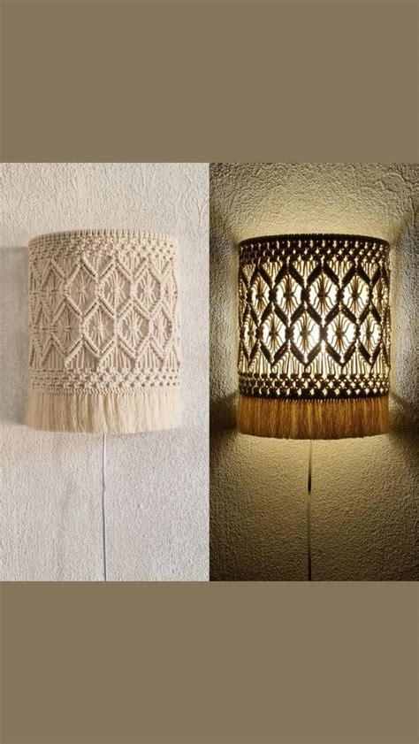 Настенный светильник бра с бахромой в технике макраме Домашний декор Дачные интерьеры Бра
