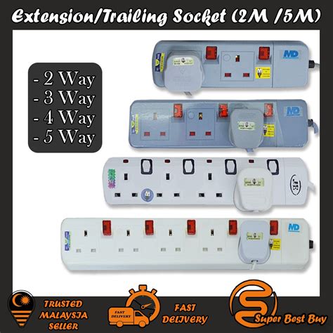 M M Extension Trailing Socket Plug Adapter Way Way Way Way Sirim Approved