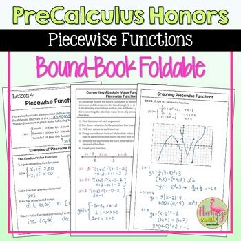 Piecewise Functions Foldable PreCalculus Unit TPT