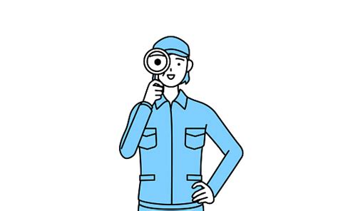 모자를 쓰고 작업복을 입은 나이 든 여자가 돋보기를 통해 보고 있다 검사 보기에 대한 스톡 벡터 아트 및 기타 이미지 검사 보기 검색 검증 Istock