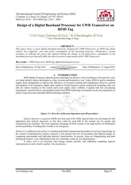 Design Of A Digital Baseband Processor For Uwb Transceiver On Rfid Tag