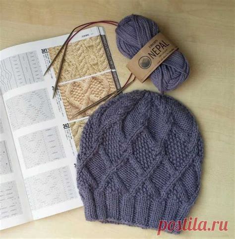 Стильная осенняя шапочка Вязание спицами — Журнал Вдохновение Руко Вязание Постила