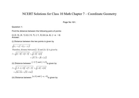 SOLUTION Chapter 7 Coordinate Geometry Studypool
