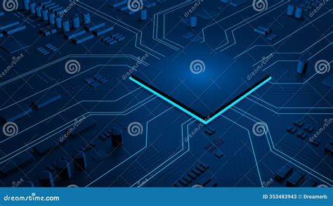 Chip On Circuit Board Computer Motherboard With Cpu Technology Background Stock Illustration