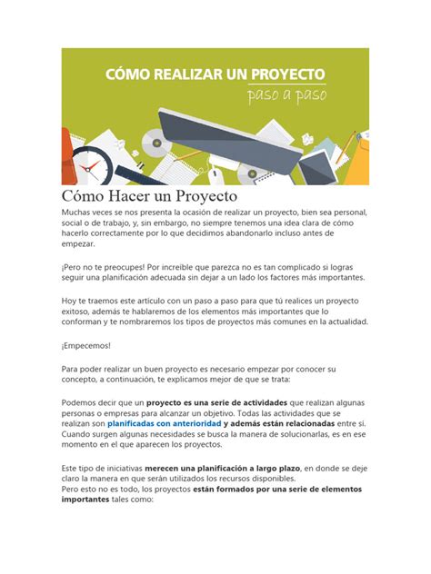 Como Hacer Un Proyecto Pdf Planificación Business