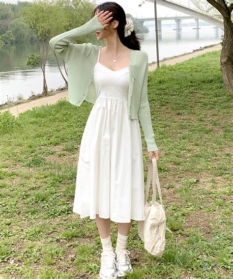 클래식블랑 💙여리핏💙 네잇 여름 휴양지룩 플레어 나시 롱 원피스 하객룩 바캉스룩