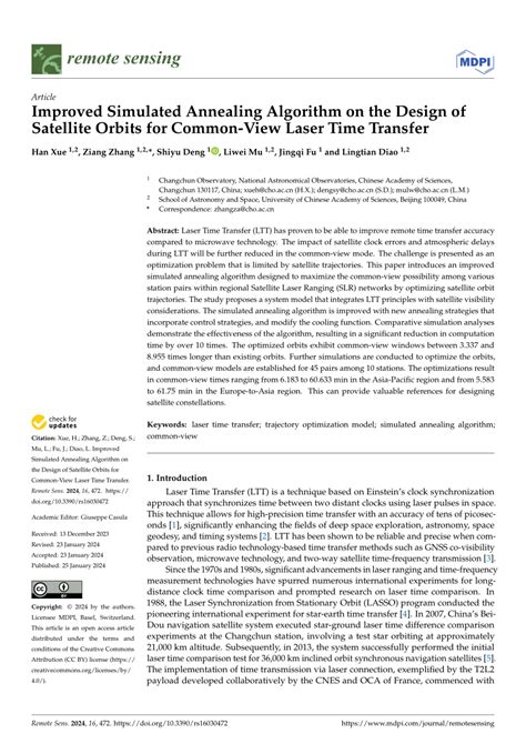 pdf improved simulated annealing algorithm on the design of satellite