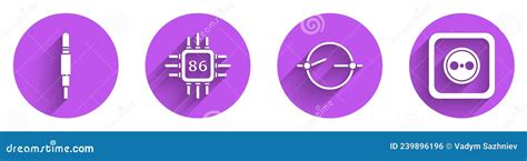 Set Audio Jack Processor With Microcircuits Cpu Electric Circuit Scheme And Electrical Outlet