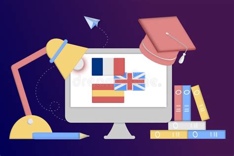 Modern 3d Isometric Of Online Languages Learning Language Courses Banner Template For Website