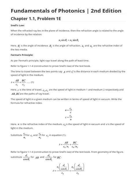 答案 第二版fundamentals Of Photonics 2nd Edition Pdf Optics
