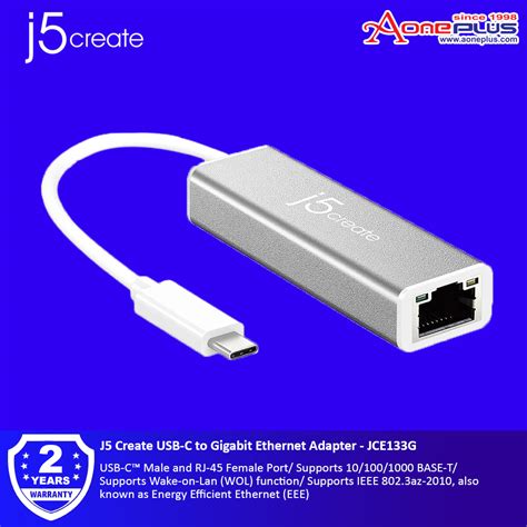 J5 Create Usb C To Gigabit Ethernet Adapter Jce133g