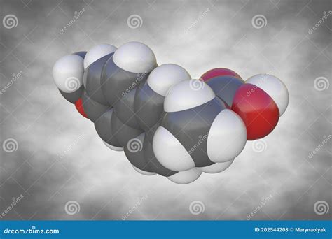 Molecular Model Of Naproxen Atoms Are Represented As Spheres With