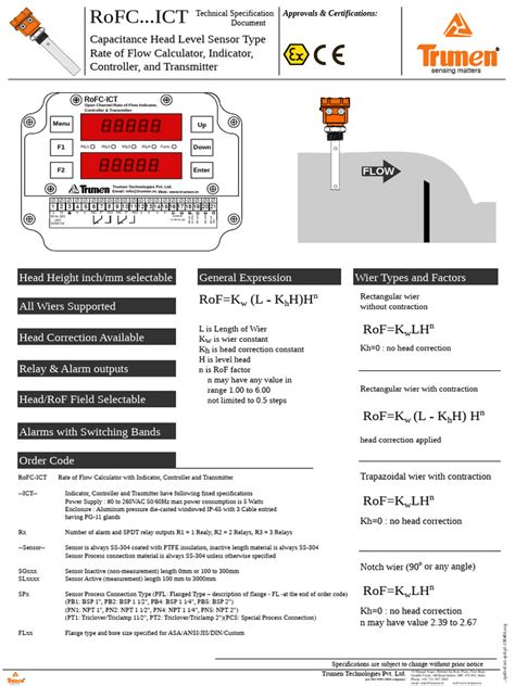 Capacitance Head Level Sensor Type Rate Of Flow Calculator Indicator Capacitance Head Level Sensor Type Rate Of Flow Calculator Indicator