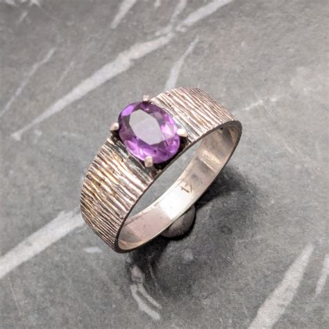 Vintage Sterling Silver And Amethyst Ring With London Hallmarks Nine