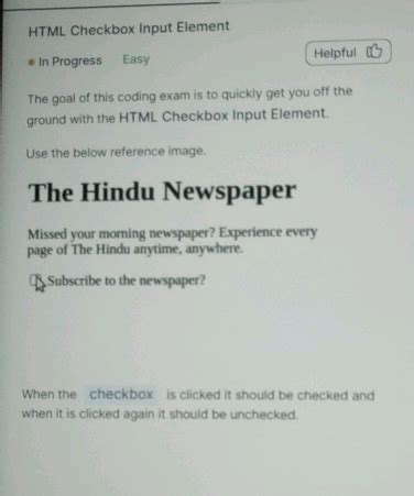 HTML Checkbox Input Element In Progress Easy StudyX
