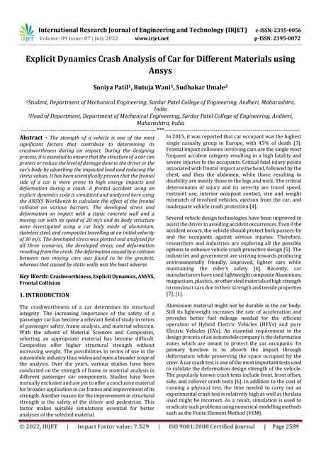 Advance Application Of Cae In Crash Analysis Pptx Civil Engineering Industry Industries