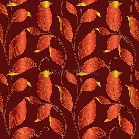 Luxury Seamless Pattern With Striped Leaves Elegant Floral Background In Minimalistic Linear