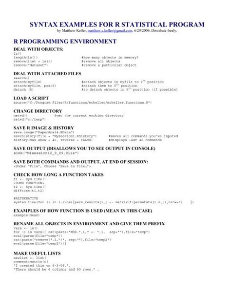 R Syntax Examples Matthew C Keller S